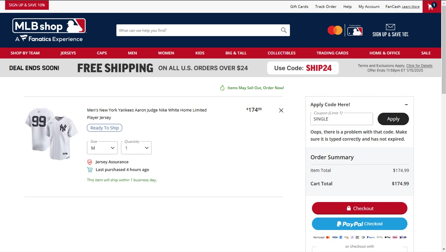 MLBshop.com Coupon Codes - 10% Off | January 2025