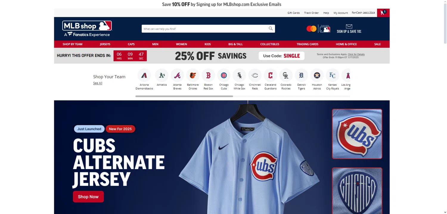 MLBshop.com Coupon Codes - 10% Off | January 2025
