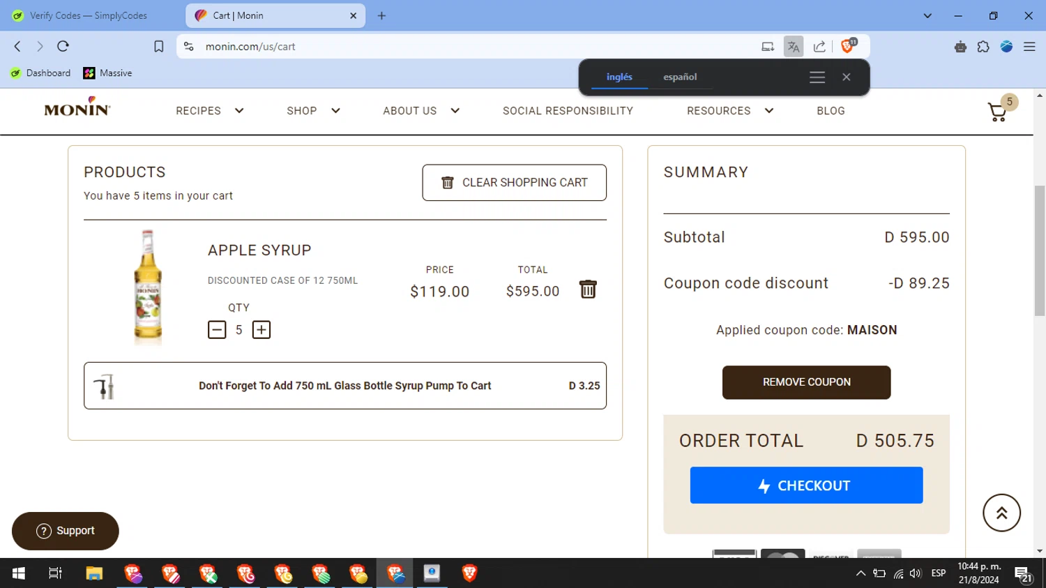 Monin Coupon Codes - 15% Off | October 2024
