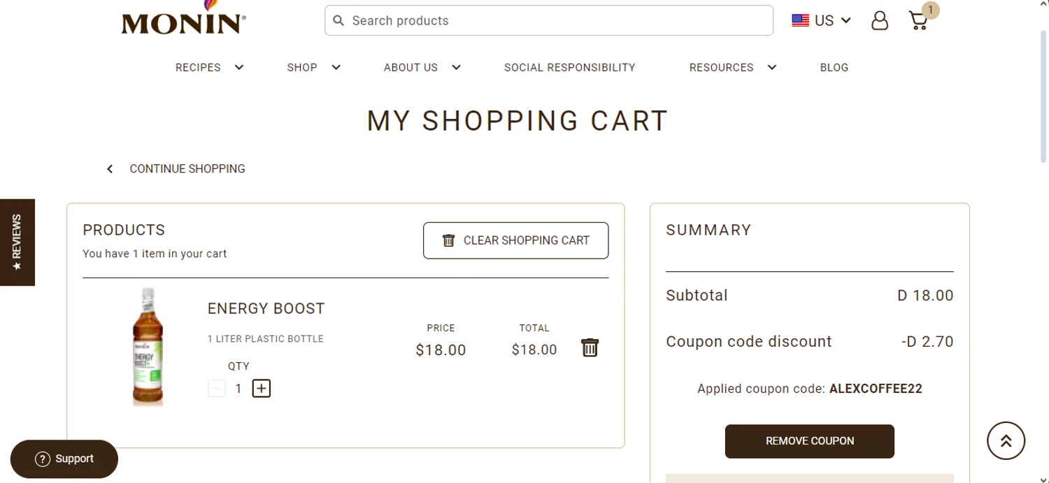 Monin Coupon Codes - 15% Off | October 2024