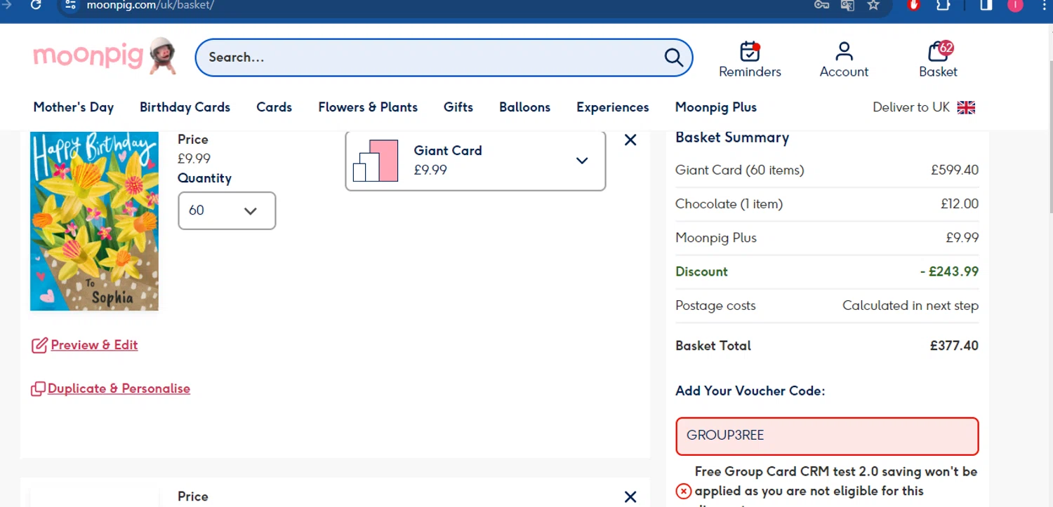 Moonpig Discount Codes - $1 Off | September 2024