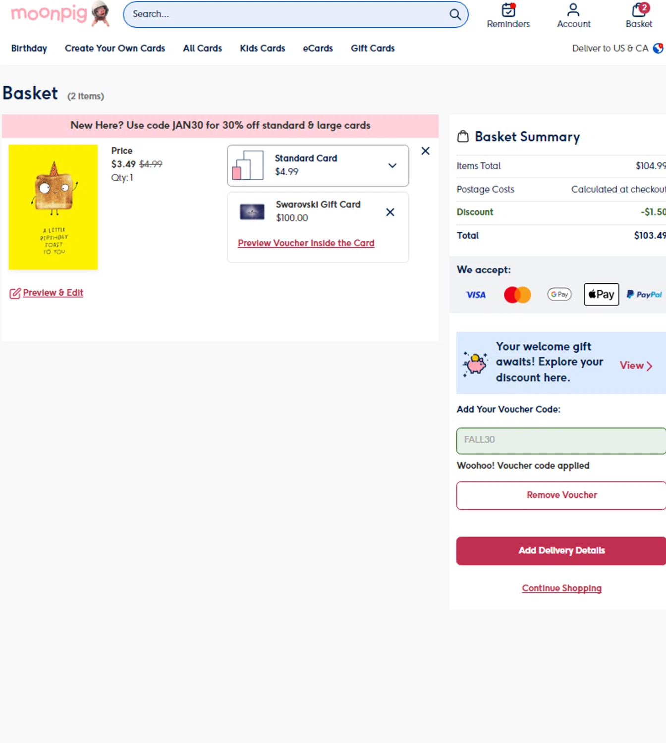 Moonpig Discount Codes (15 Verified) - 40% Off Jan 2025