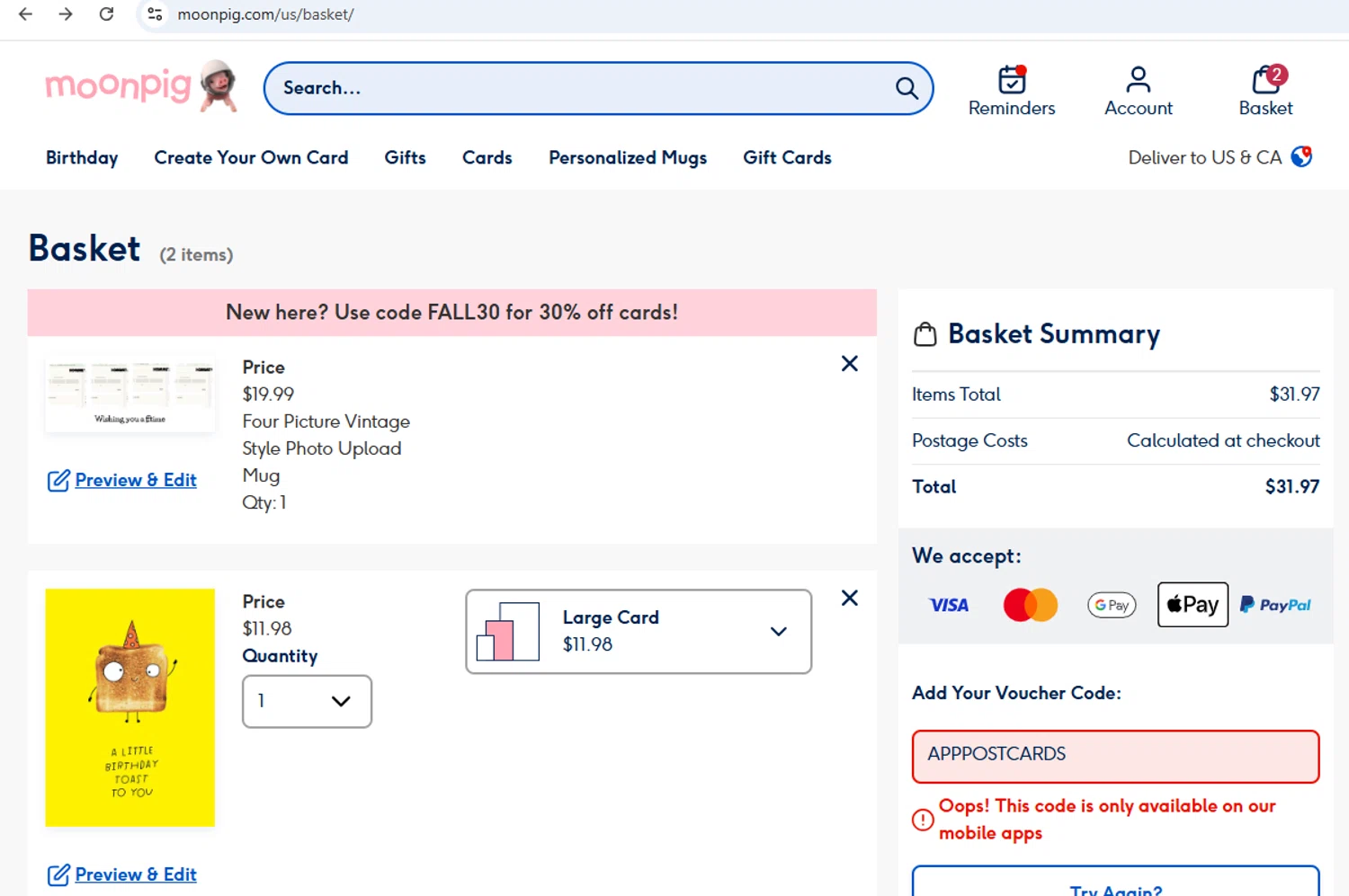 Moonpig Promo Codes - 30% Off (14 Verified) Nov 2025