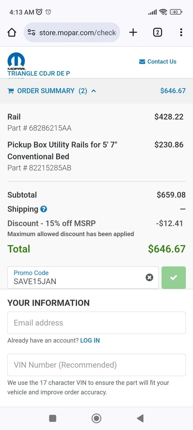 Mopar Promo Codes - 15% Off | September 2024