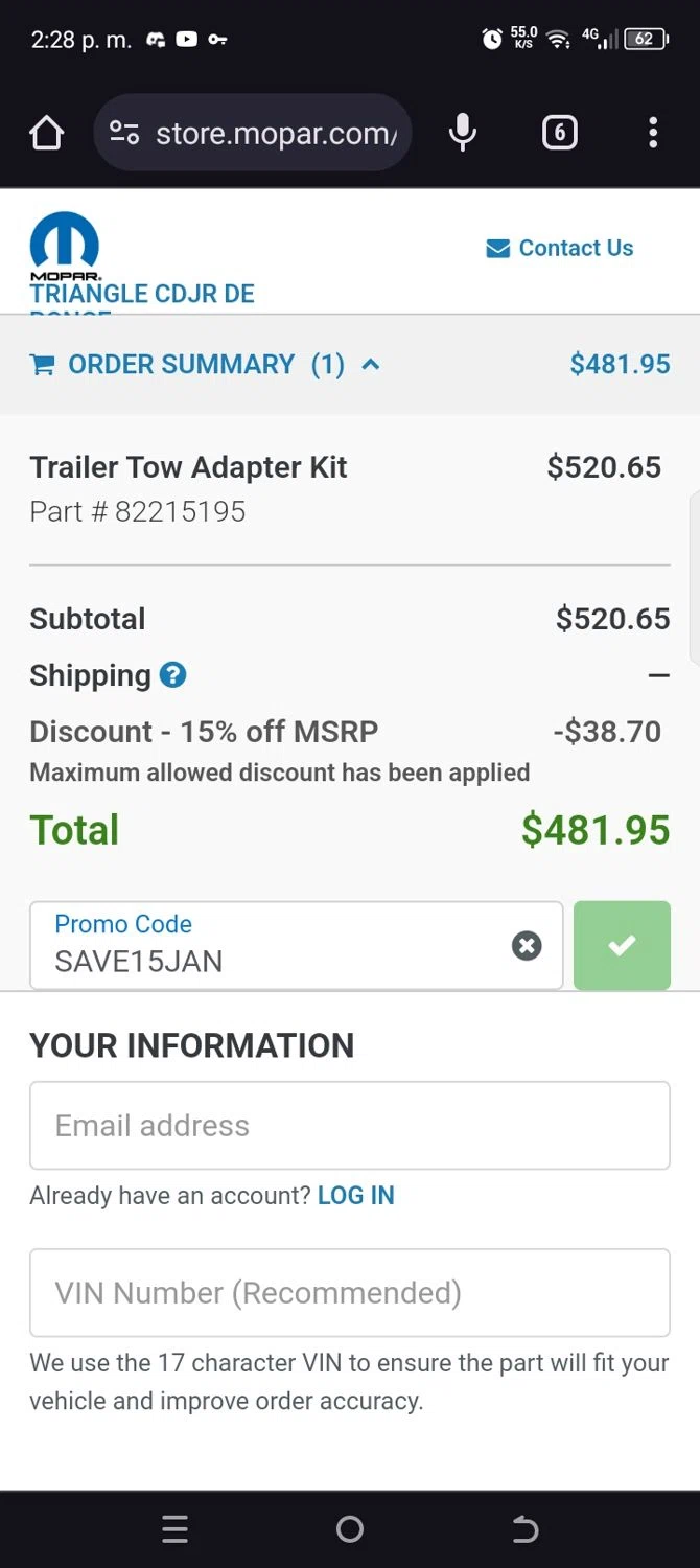 Mopar Promo Codes - 15% Off | September 2024