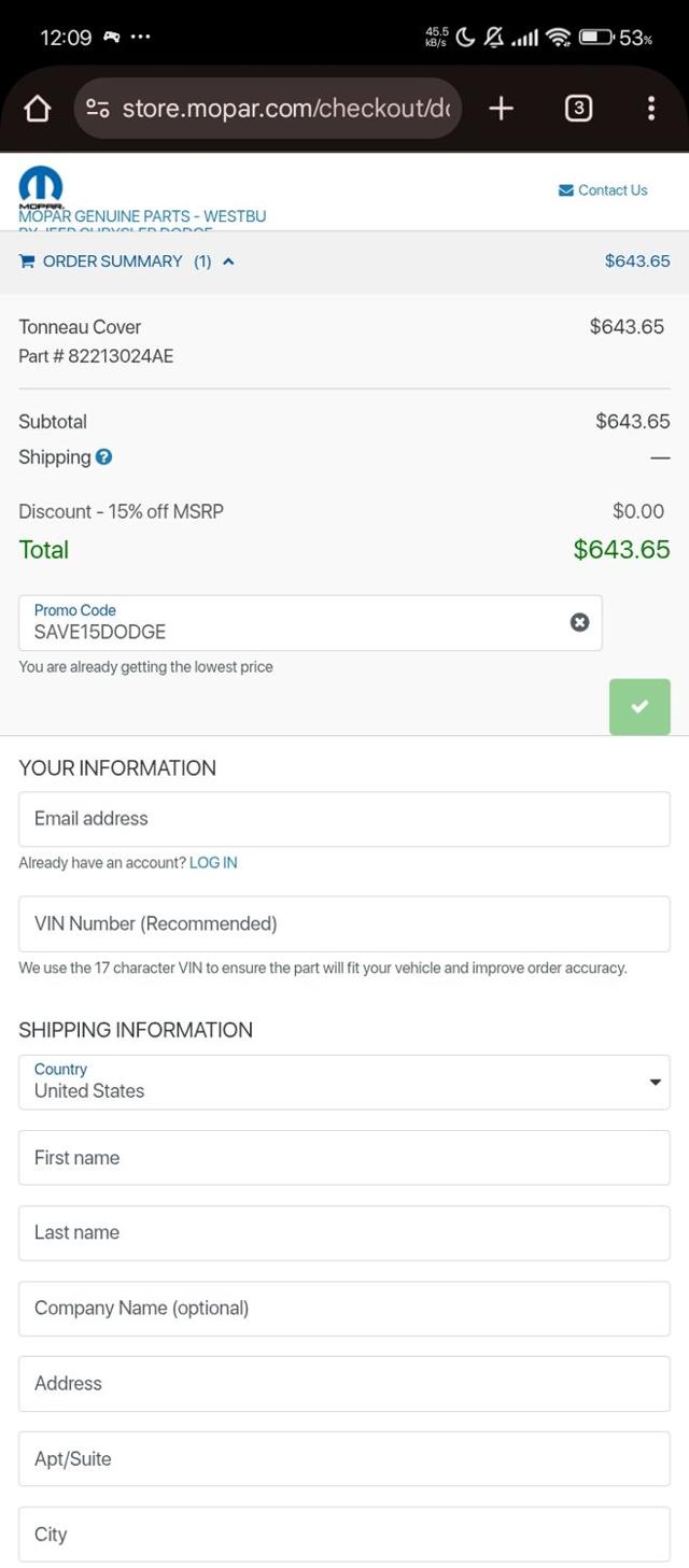 Mopar Discount Codes - 15% Off (3 Verified) Oct 2025