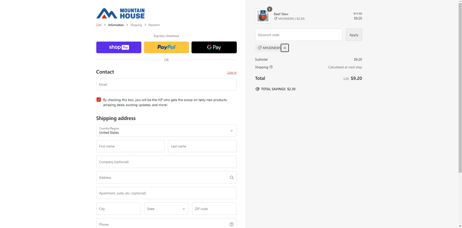Mountain House Discount Codes - 20% Off | December 2024