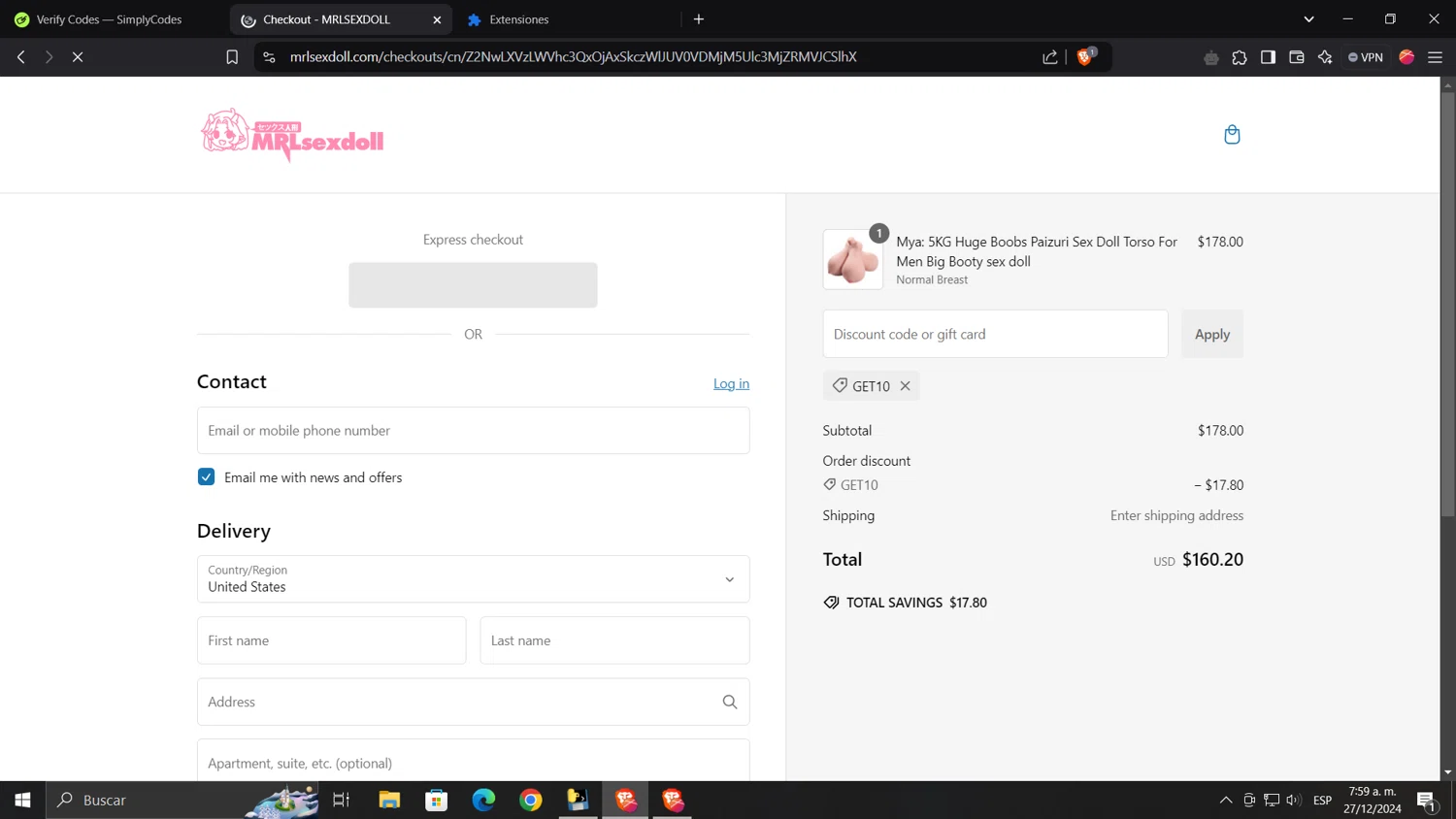 MRL sex doll Promo Codes - 10% Off | January 2025