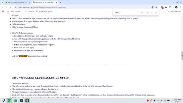 MSC Cruises Discount Codes (1 Verified) - $25 Off May 2025