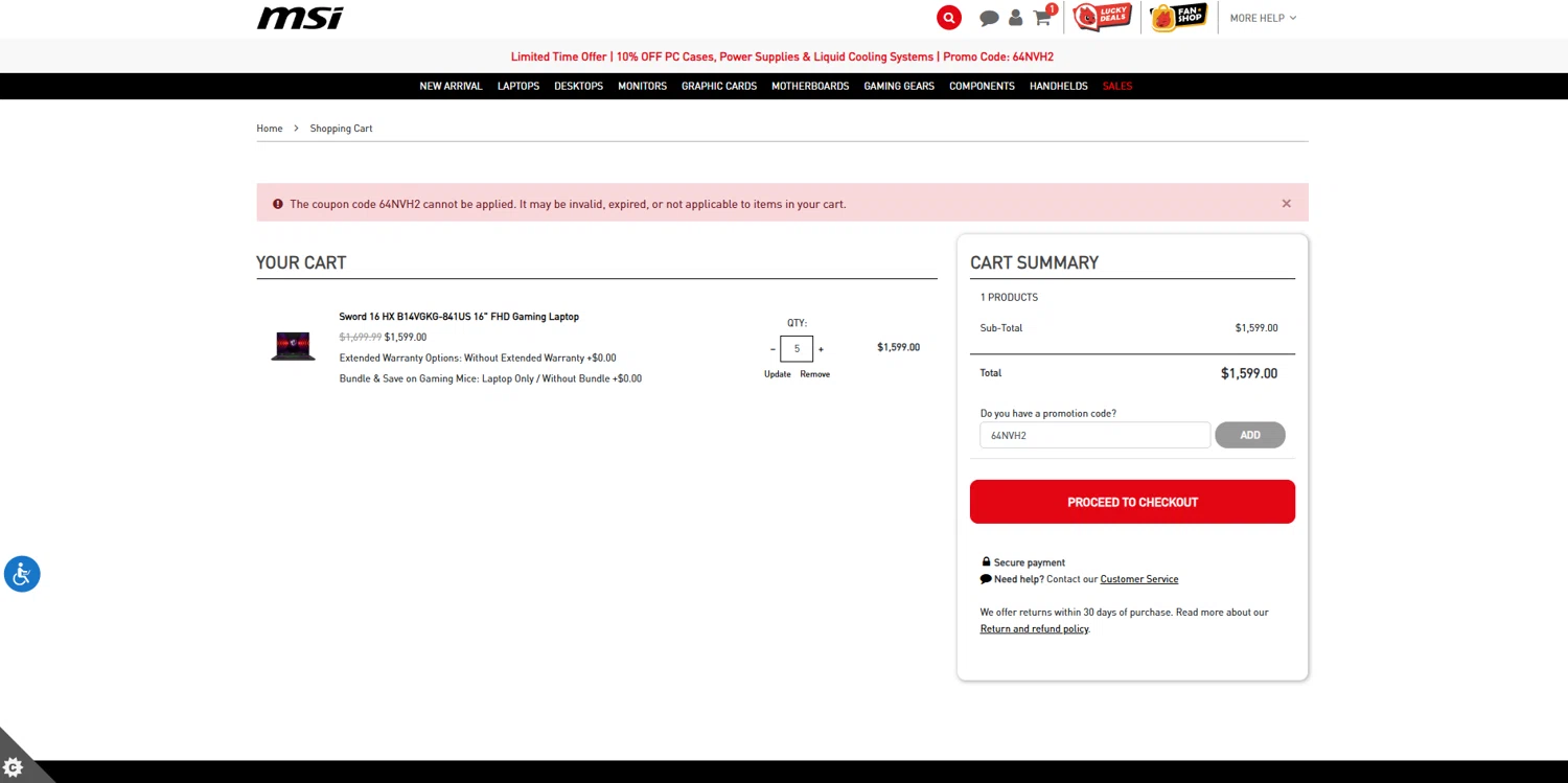 MSI Promo Codes (4 Verified) - 10% Off Sitewide Jul 2025