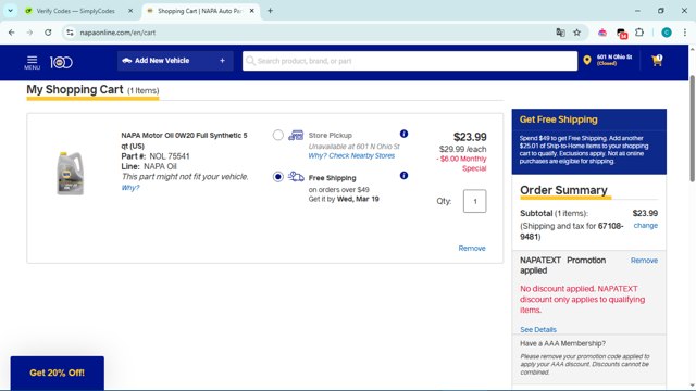 NAPA Auto Parts Promo Codes (9 Verified) - 20% Off Mar 2025