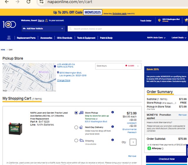 NAPA Auto Parts Promo Codes (7 Verified) - 20% Off May 2025