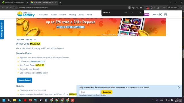 NC Lottery Promo Codes (4 Verified) - $10 Off Aug 2025