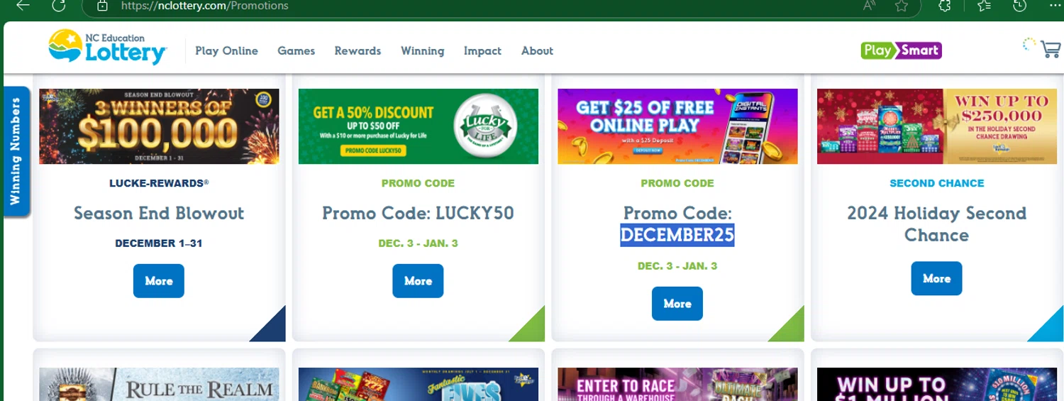 NC Lottery Promo Codes - $10 Off | January 2025