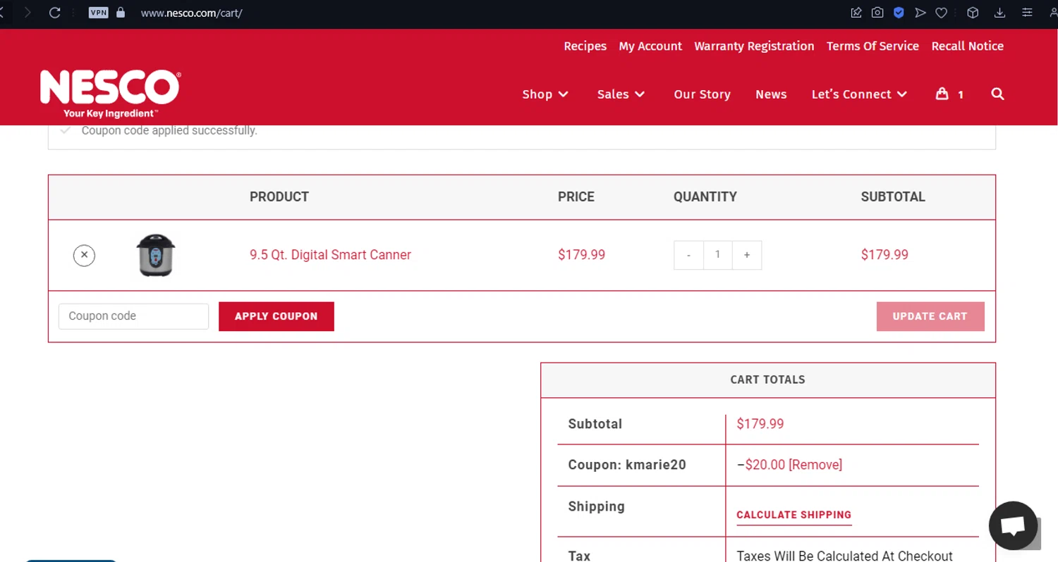 Nesco Coupon Codes - $20 Off | October 2024