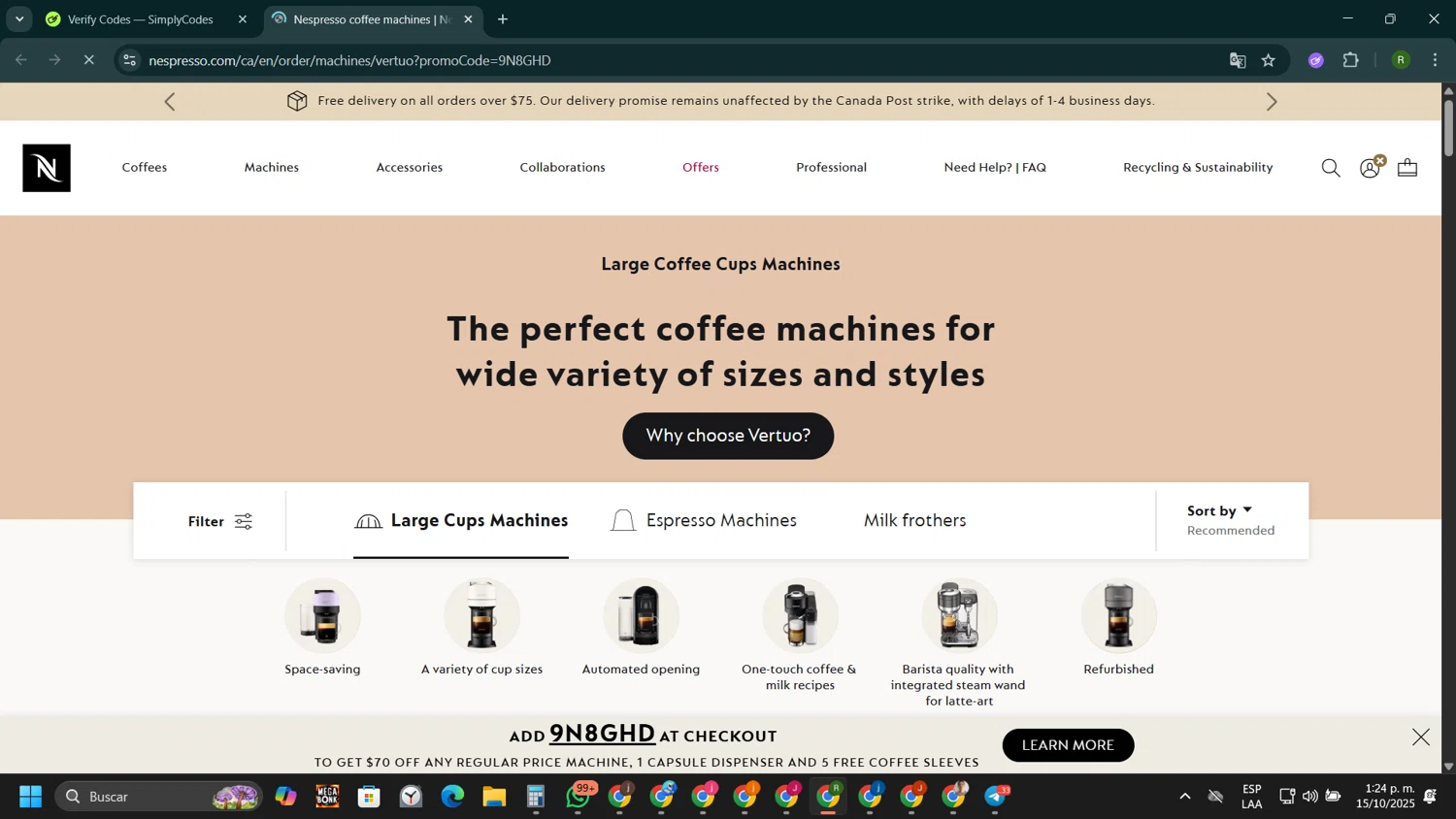 Nespresso Promo Codes - $70 Off (5 Verified) Oct 2025