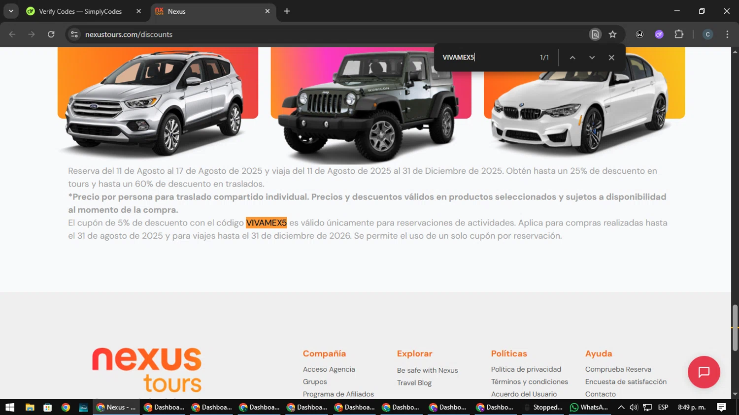 Nexus Tours Promo Codes (2 Verified) - 20% Off Oct 2025