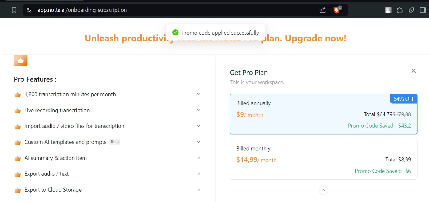Notta US Promo Codes - 30% Off | November 2024