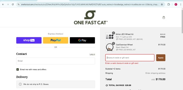 One Fast Cat Promo Codes - 15% Off Coupons Sep 2025