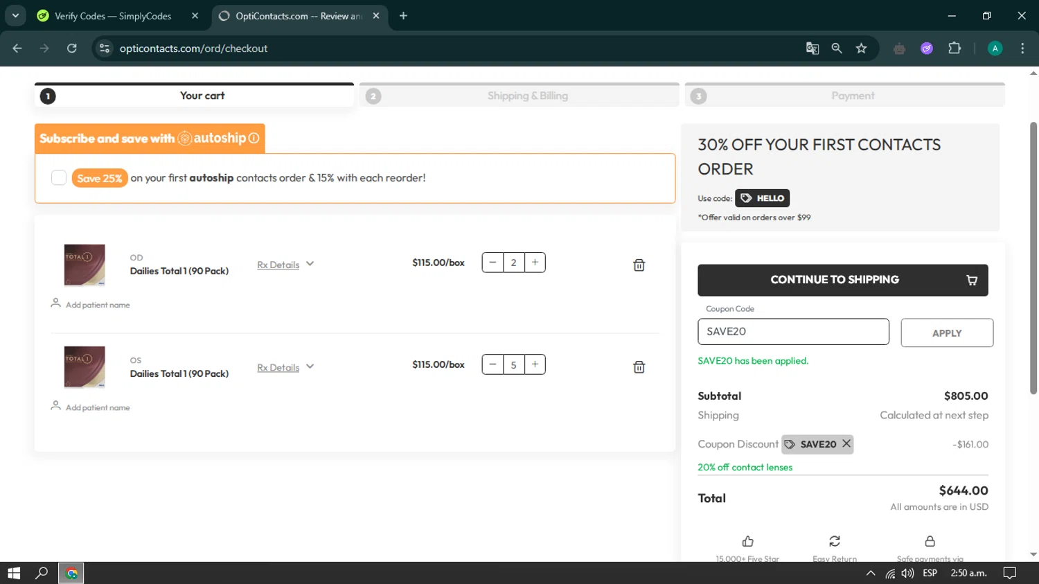 OptiContacts.com Promo Codes - 20% Off Oct 2025