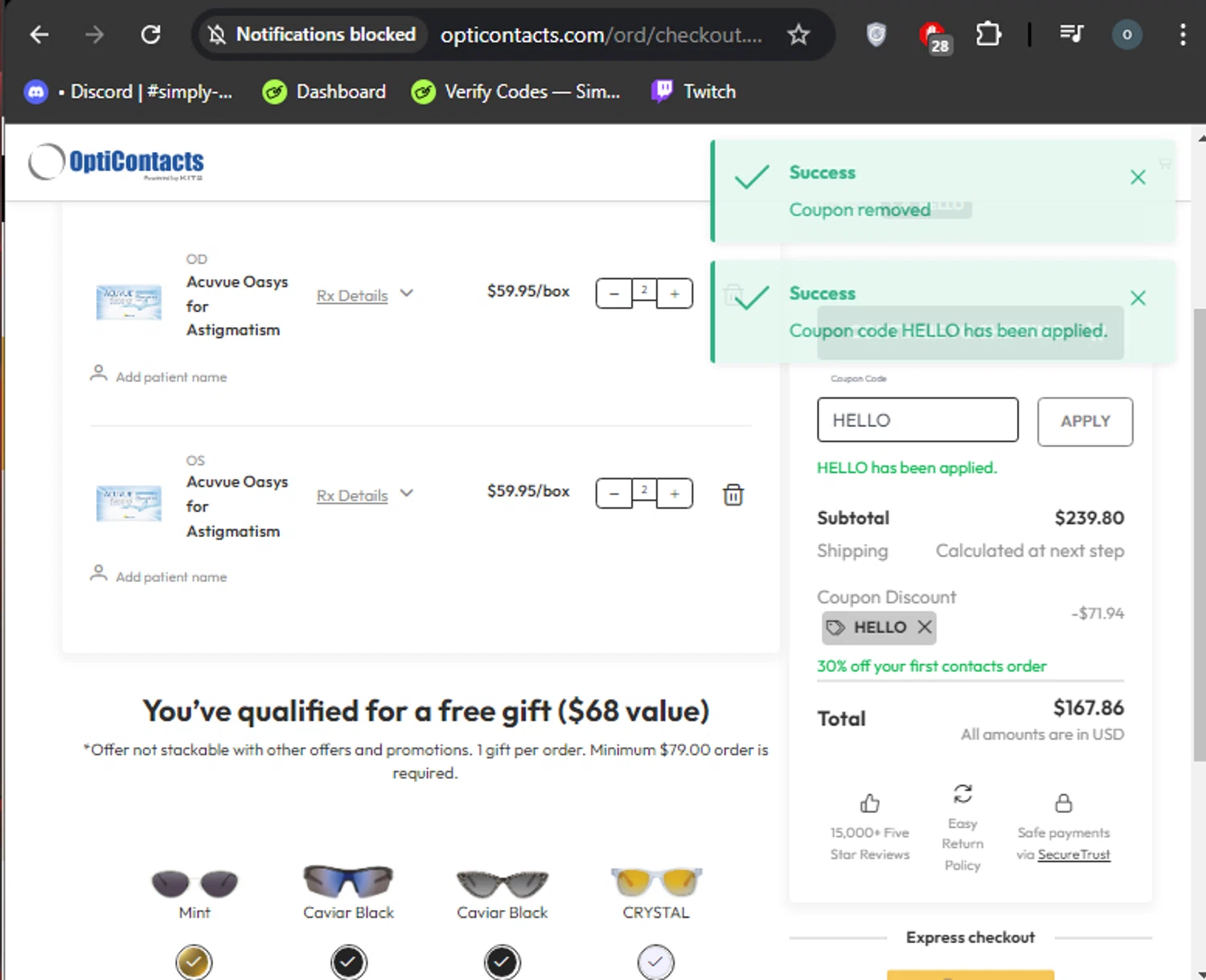 OptiContacts.com Coupons - 20% Off | November 2024