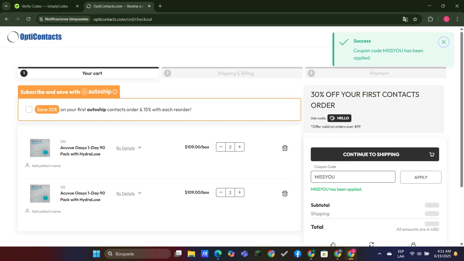 OptiContacts.com Promo Codes - 20% Off Oct 2025