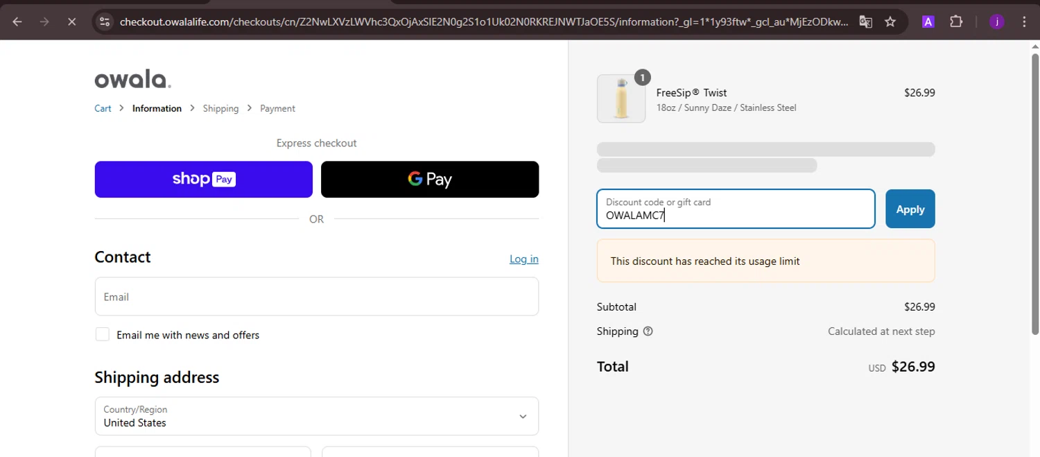 Owala Promo Codes (2 Verified) - 15% Off w/Code Jun 2025