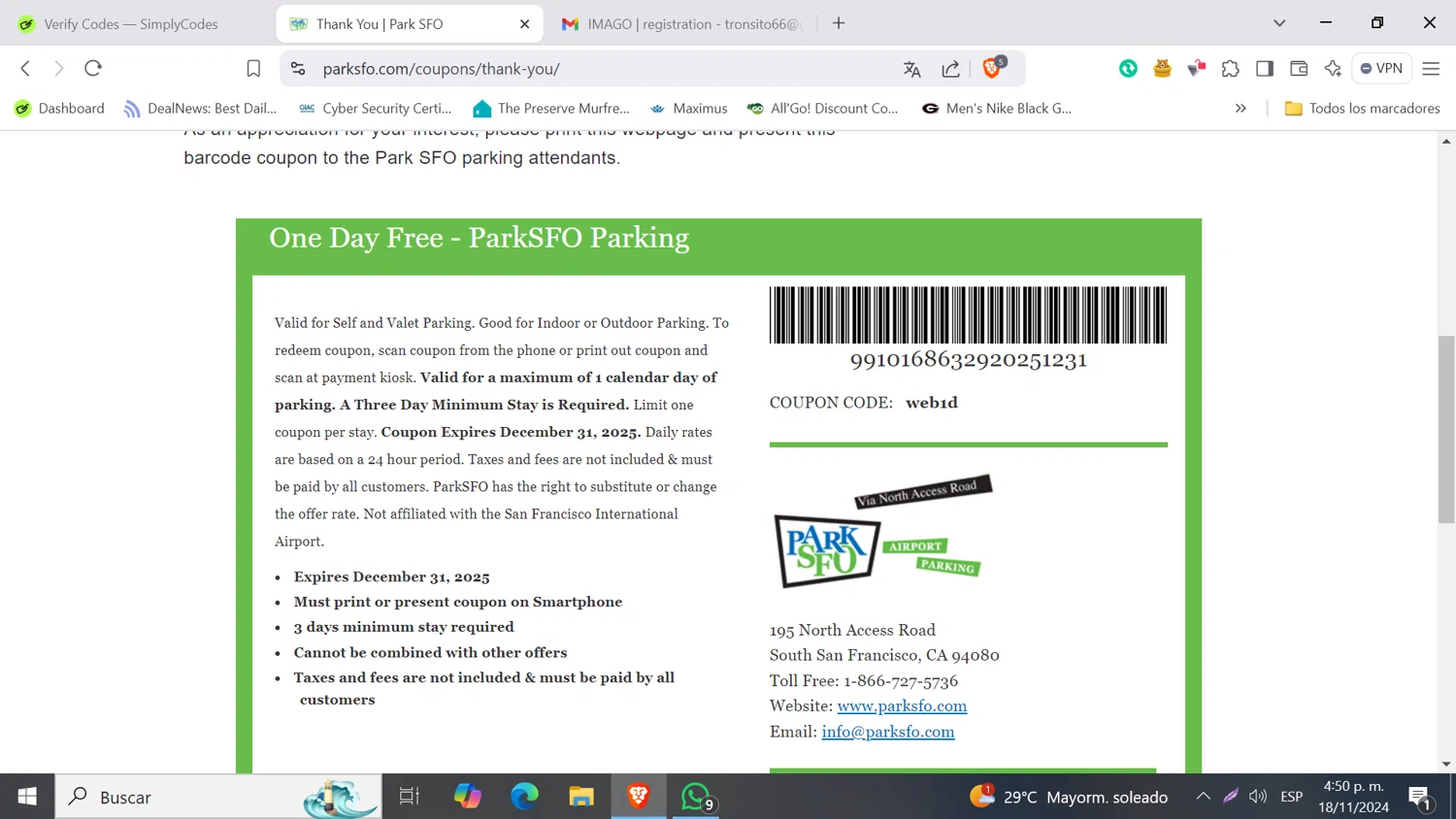 Park SFO Coupons - 10% Off | January 2025