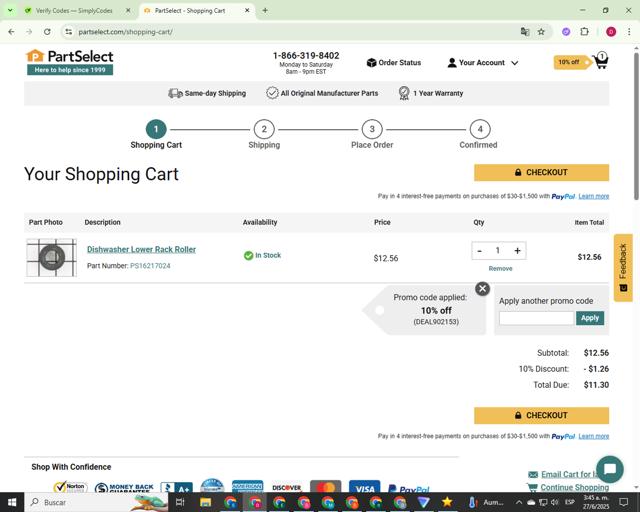 PartSelect Promo Codes (1 Verified) - 15% Off Sep 2025