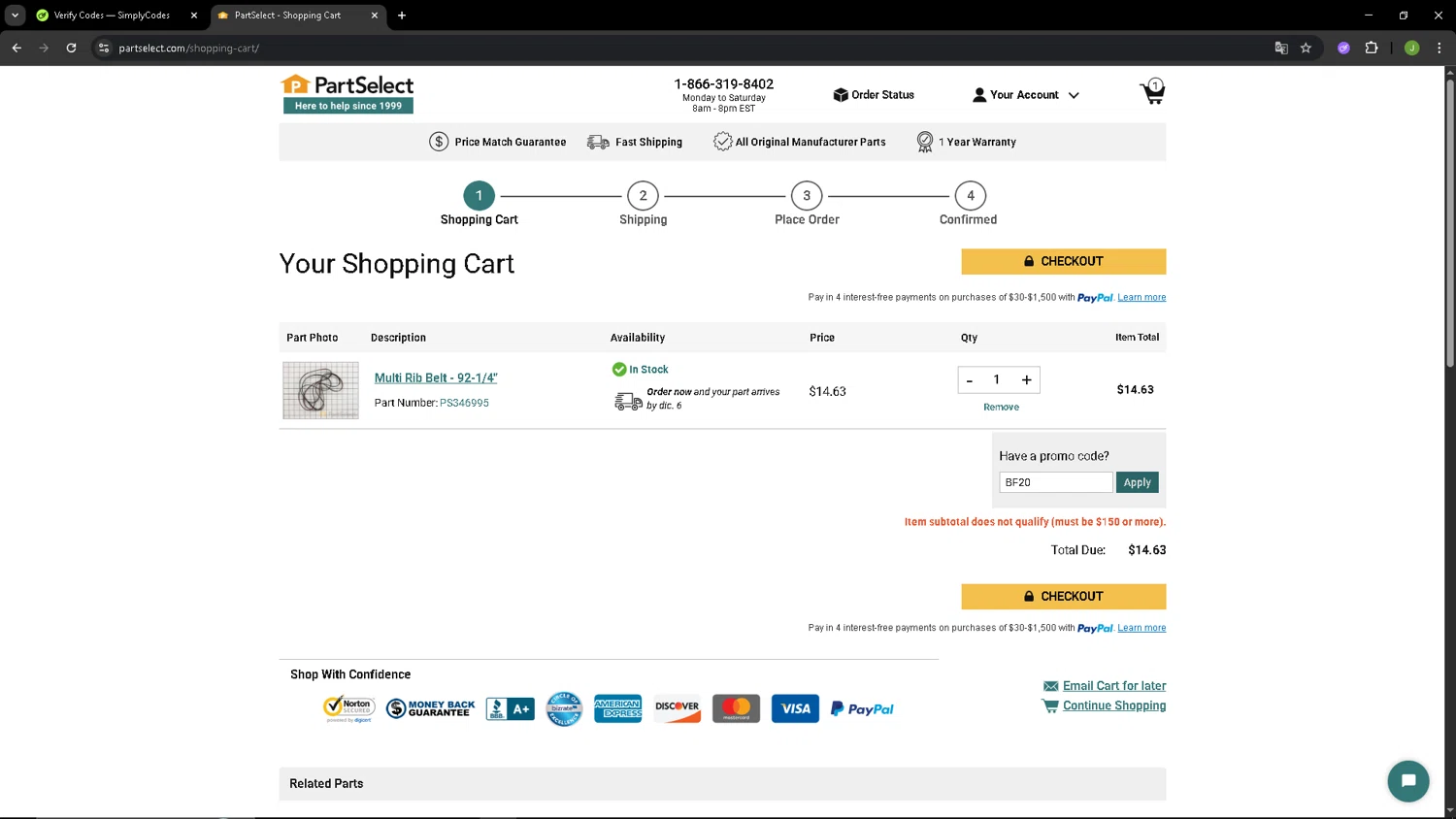 PartSelect Promo Codes - 10% Off (1 Verified) Dec 2025