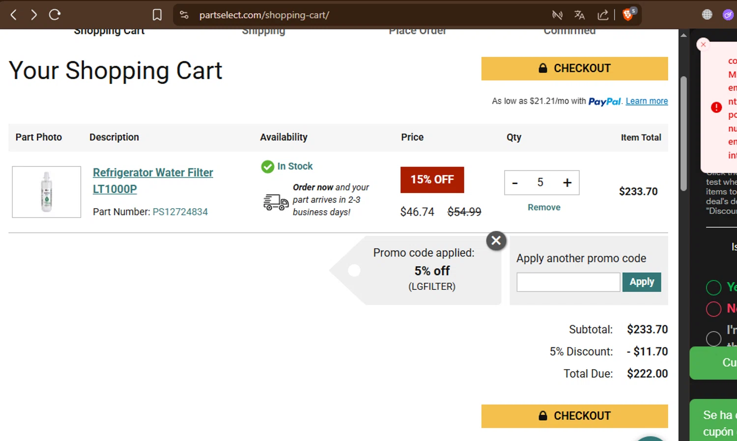 PartSelect Promo Codes - 10% Off (1 Verified) Dec 2025