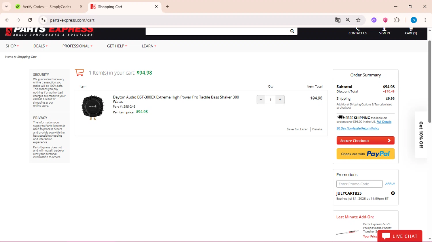 Parts-Express Promo Codes (4 Verified) - 10% Off Sep 2025