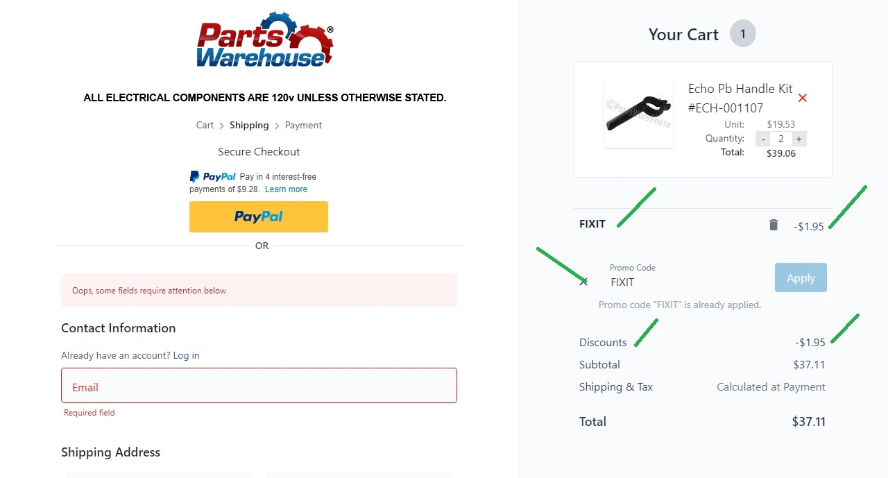 Parts Warehouse Coupon Codes - 10% Off | January 2025