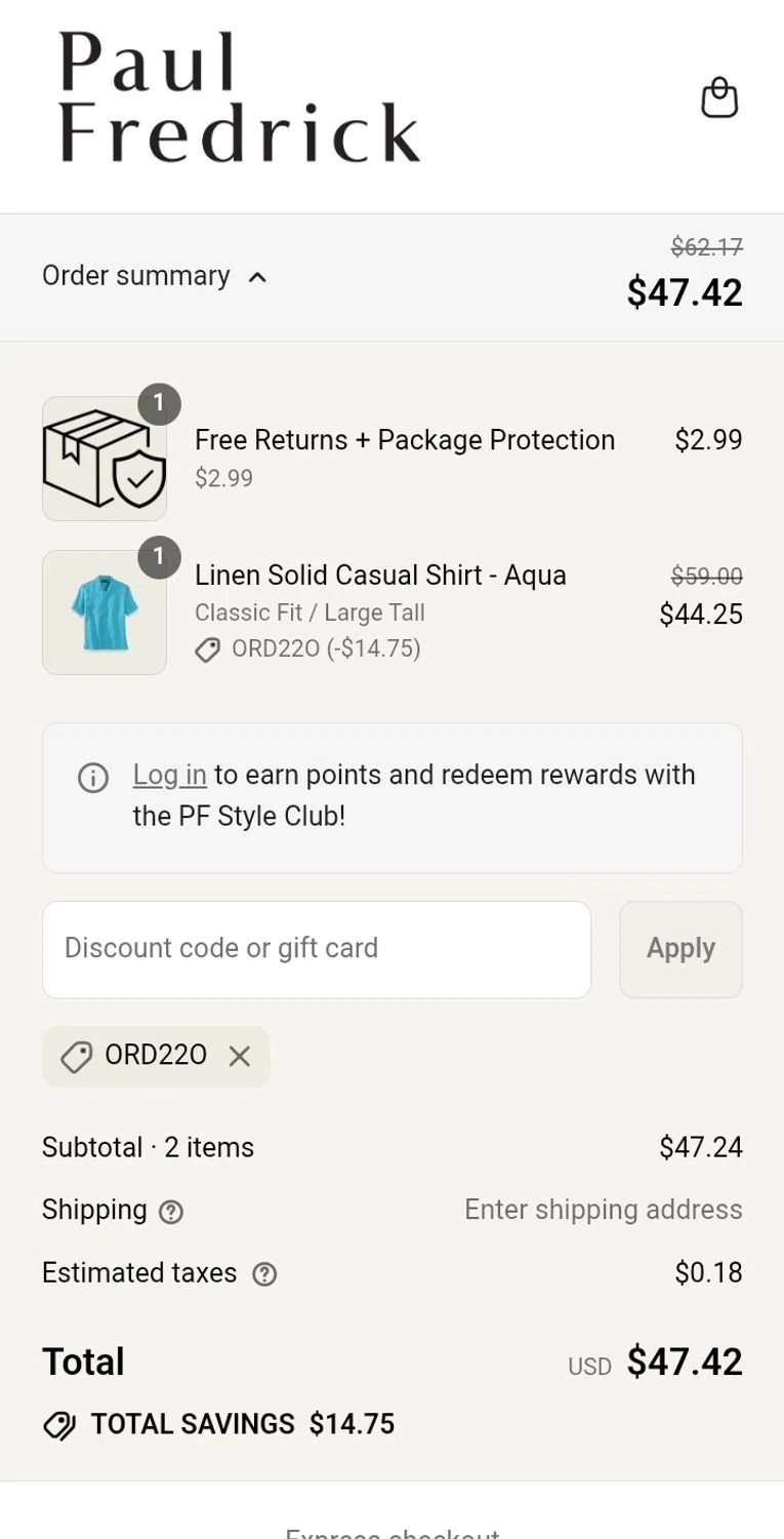 Paul Fredrick Promo Codes - 25% Off (Verified) Oct 2025