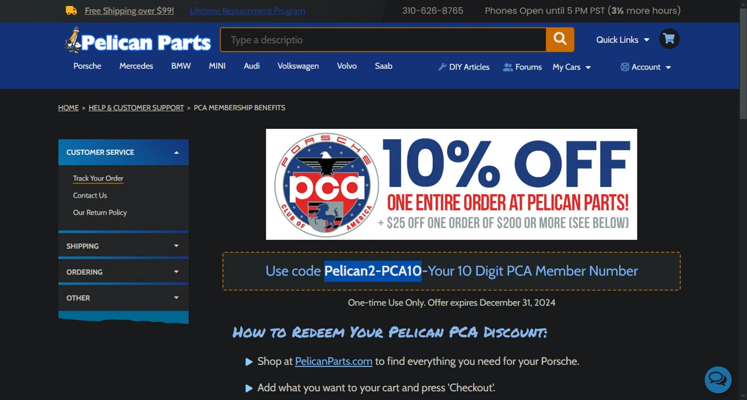 Pelican Parts Promo Codes - 10% Off | October 2024