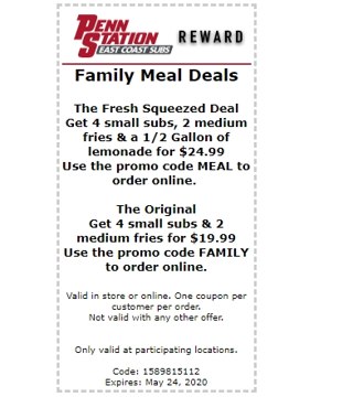 Penn Station Coupons & Black Friday 2024 Deals - $5 Off