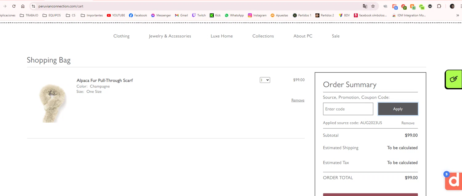 Peruvian Connection Coupons - $15 Off | October 2024