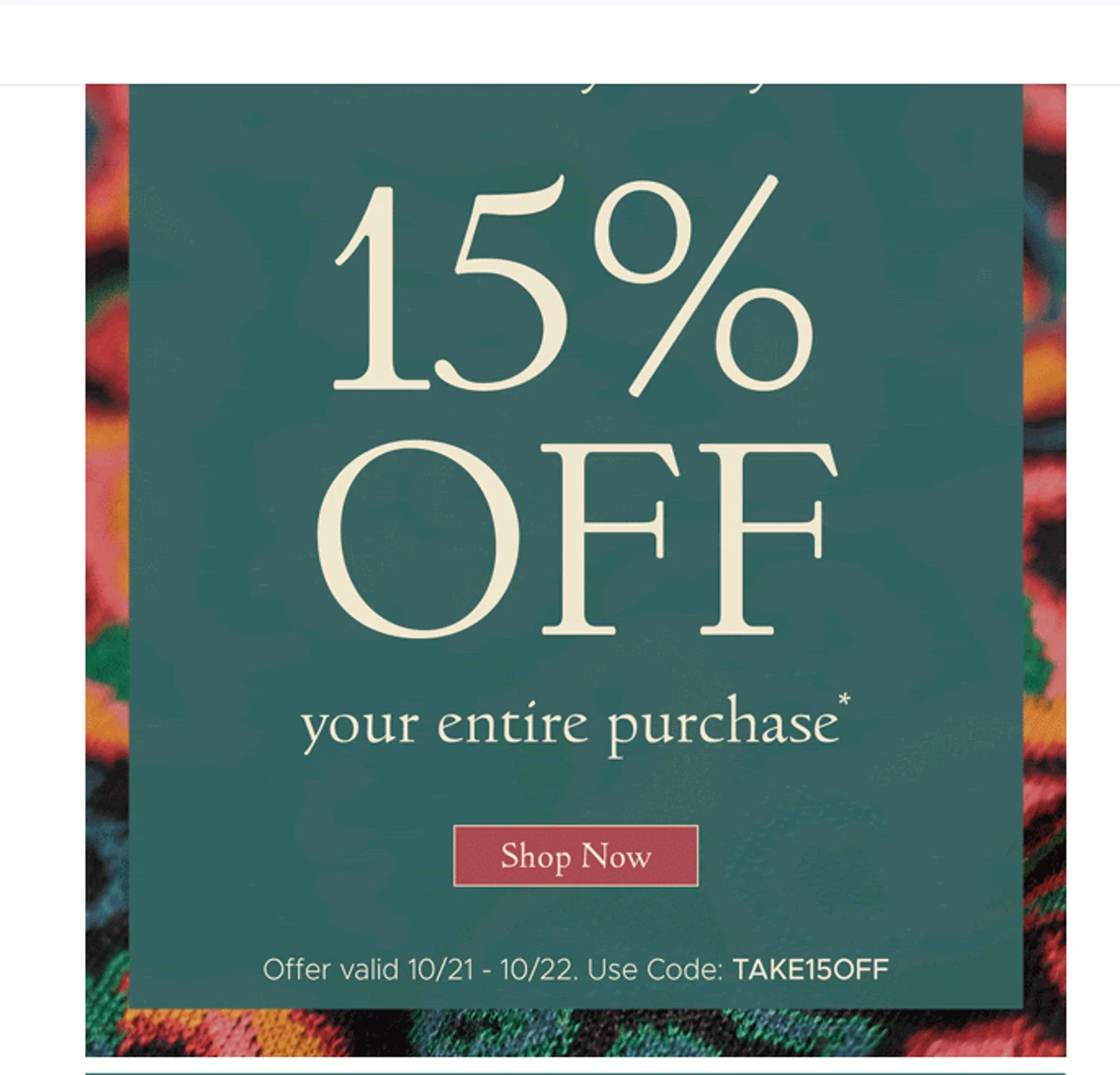 Peruvian Connection Coupons - $15 Off | October 2024