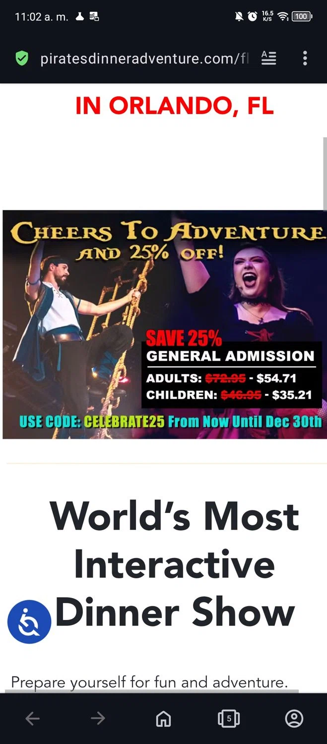 Pirate's Dinner Adventure Coupons - 25% Off | January 2025