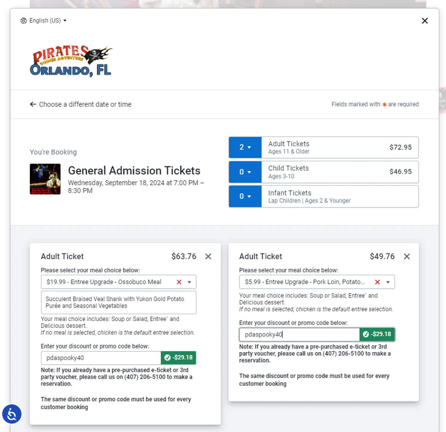 Pirate's Dinner Adventure Coupons - $37 Off | October 2024