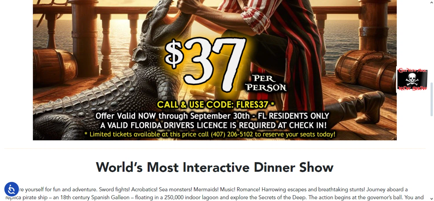 Pirate's Dinner Adventure Coupons - 25% Off | November 2024