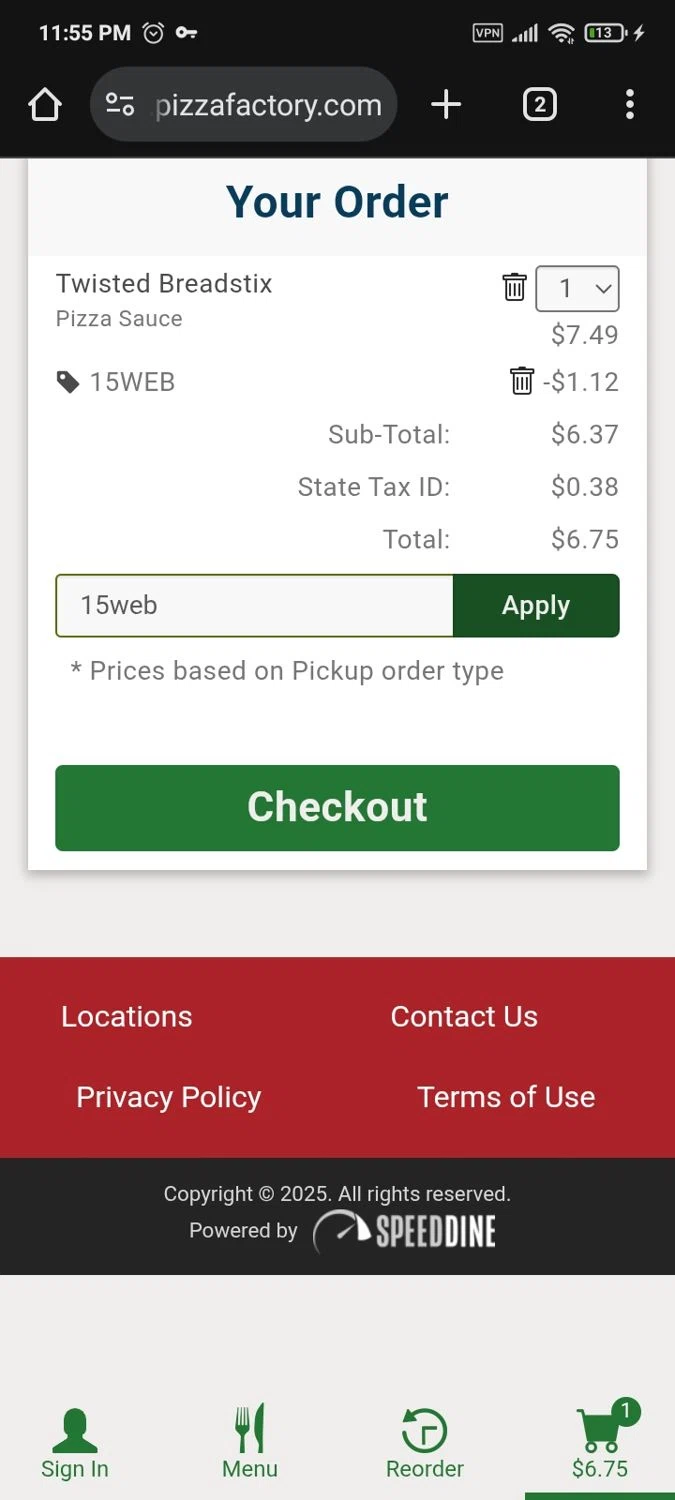 Pizza Factory Promo Codes - $5 Off (7 Verified) Nov 2025