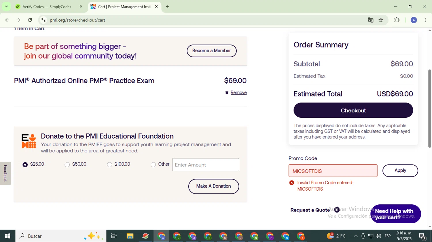 PMI Promo Codes (2 Verified) - 10% Off w/Code May 2025