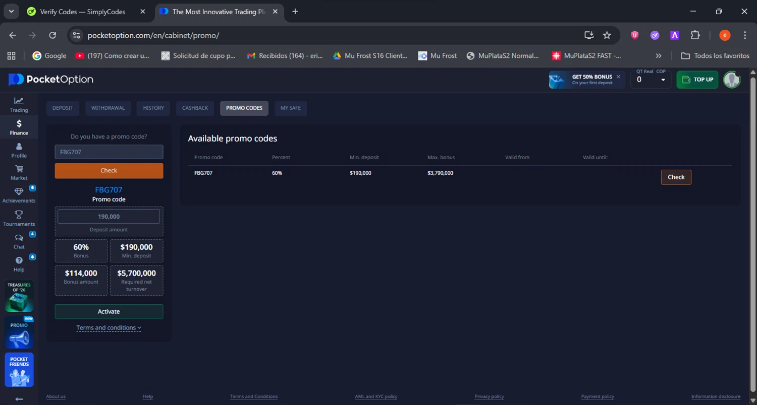 Pocket Option Promo Codes - 60% Off (2 Verified) Dec 2025