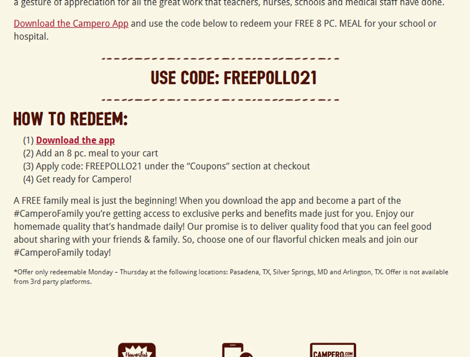 Pollo Campero Coupons - $10 Off | January 2025
