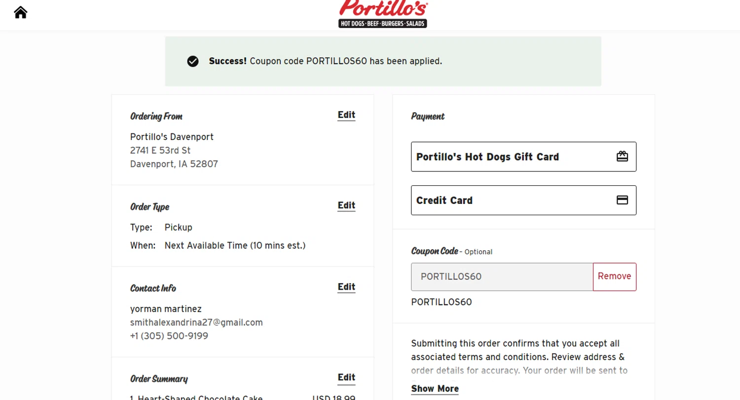 Portillo's Promo Codes – 0% Off | July 2024