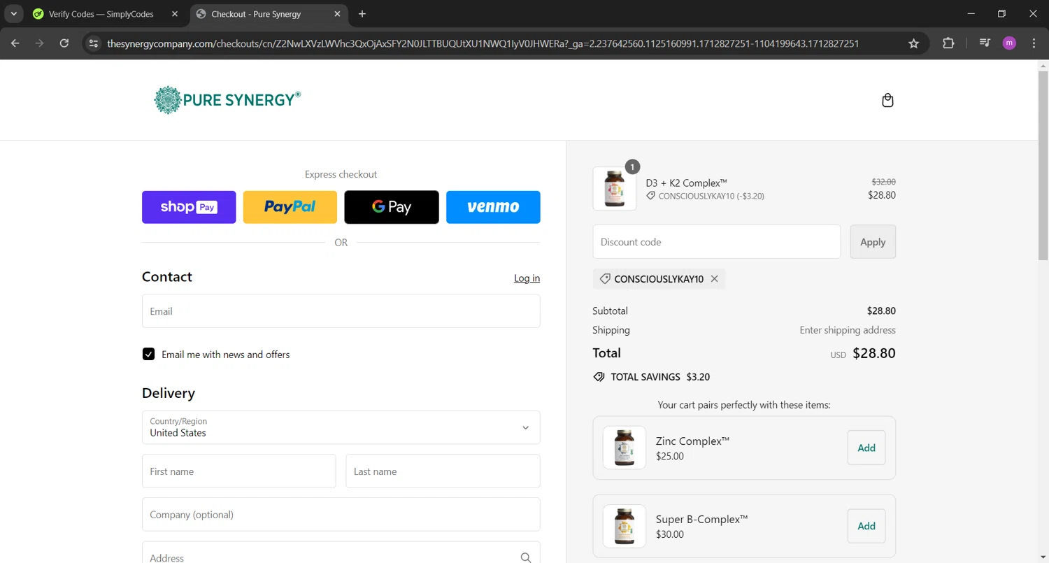 Pure Synergy Coupon Codes - 20% Off | January 2025