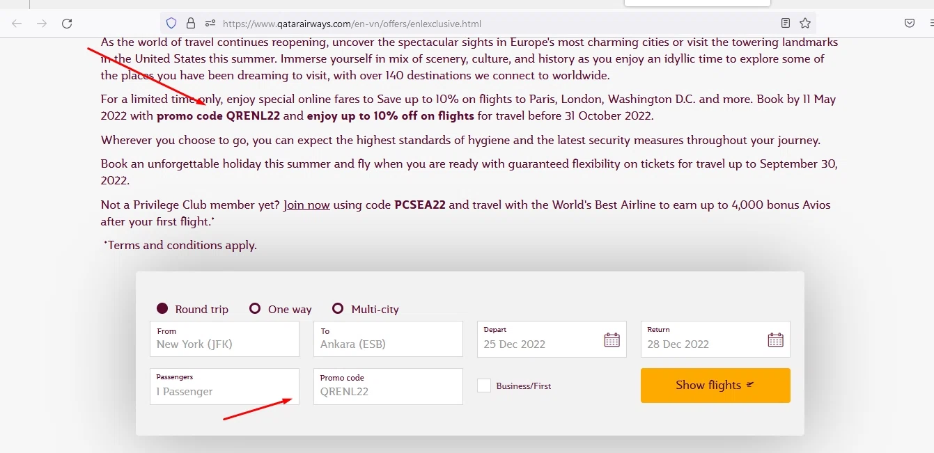 Qatar Airways Promo Codes - 10% Off | November 2024