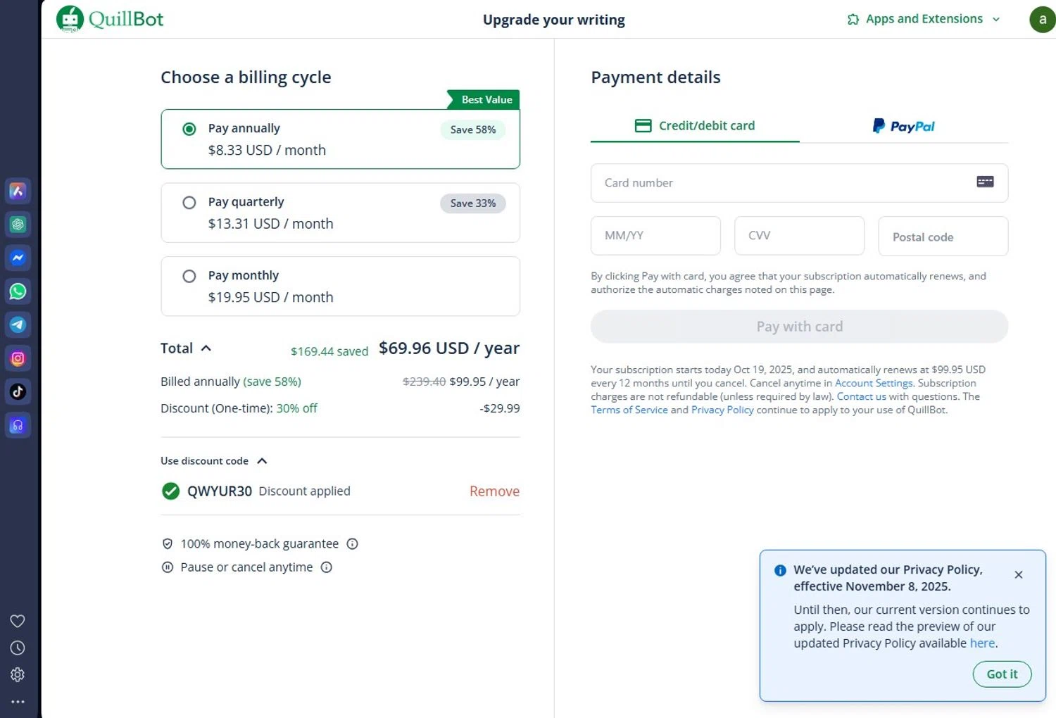 QuillBot Promo Codes (12 Verified) - 30% Off w/Code Nov 2025