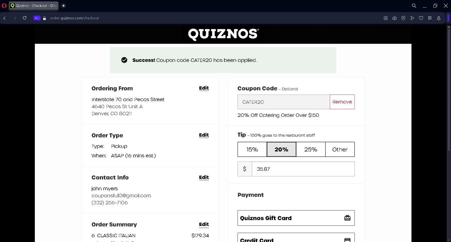 Quiznos Promo Codes - 15% Off (1 Verified) Apr 2026